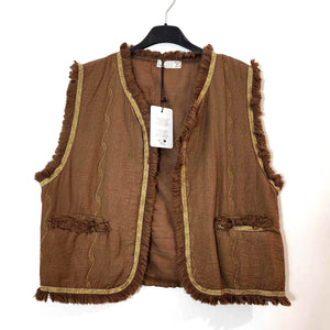 Elizabeth Fringed Cotton Quilted Gilet - The Forest & Co.