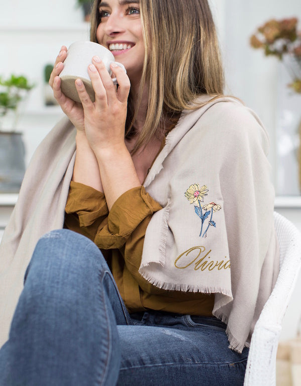 Personalised Birth Flower Scarf - The Forest & Co.